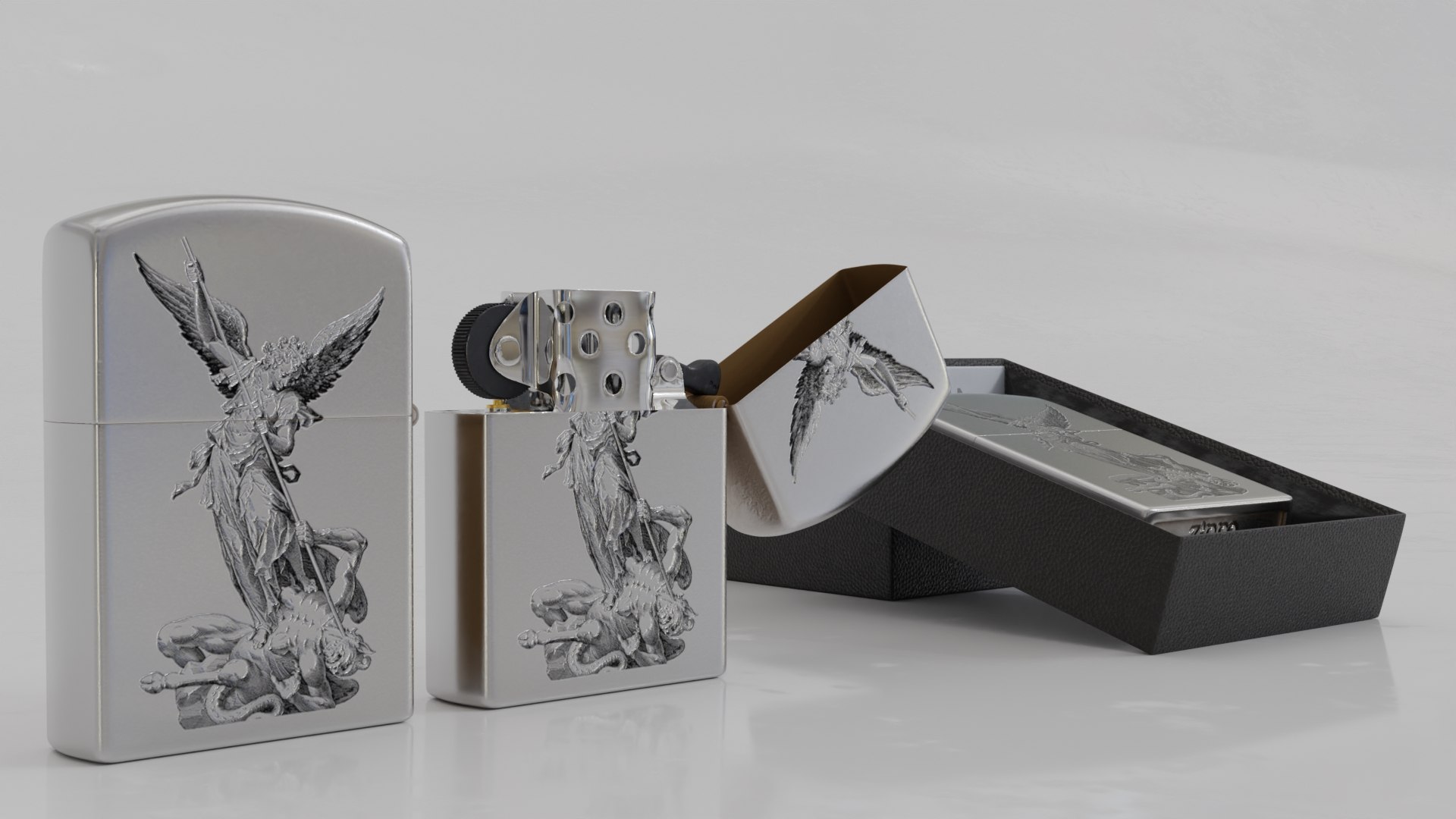 3D Zippo Lighter With Saint Michael Defeating Satan Design Model ...