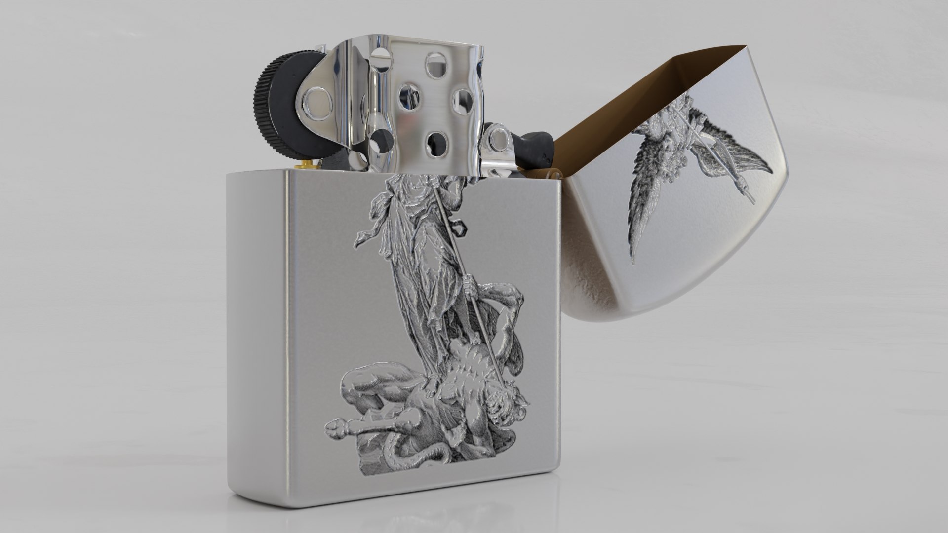 3D Zippo Lighter With Saint Michael Defeating Satan Design Model ...