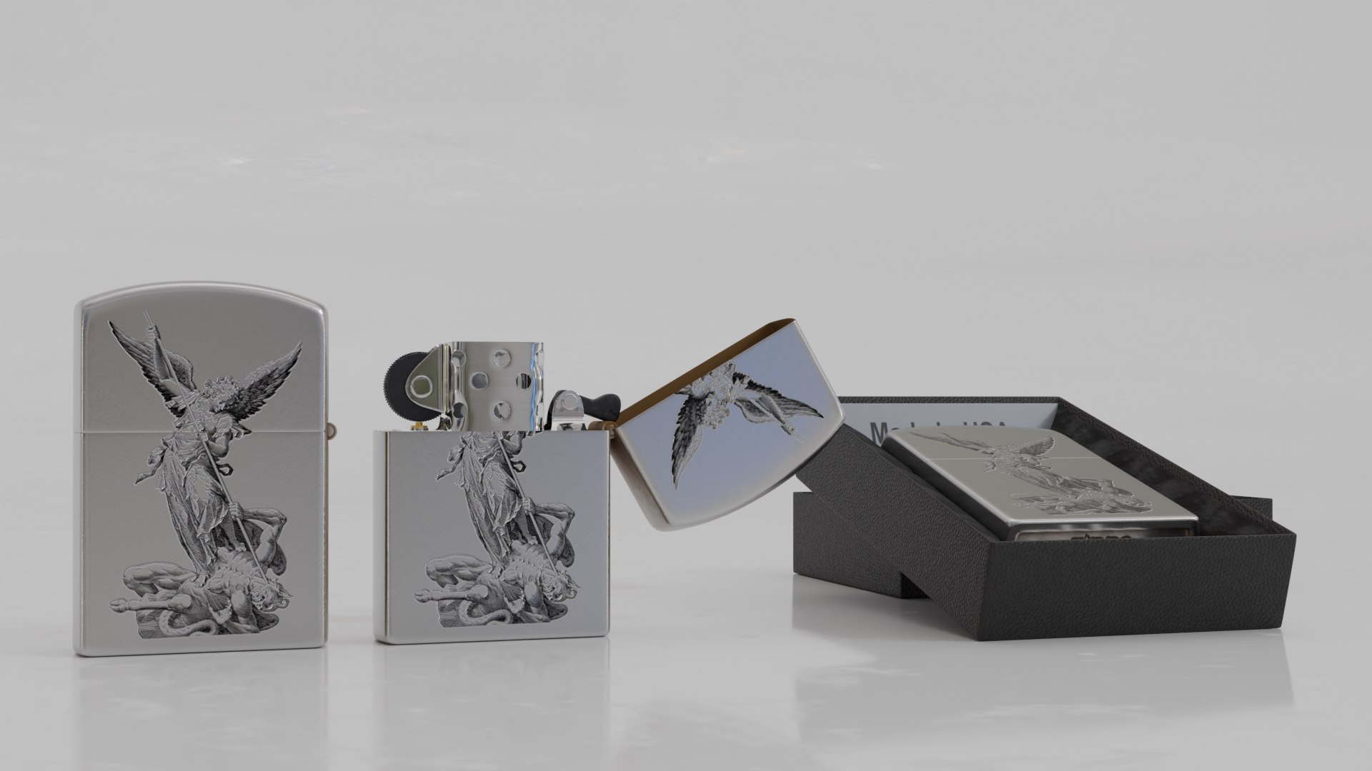 3D Zippo Lighter With Saint Michael Defeating Satan Design Model ...