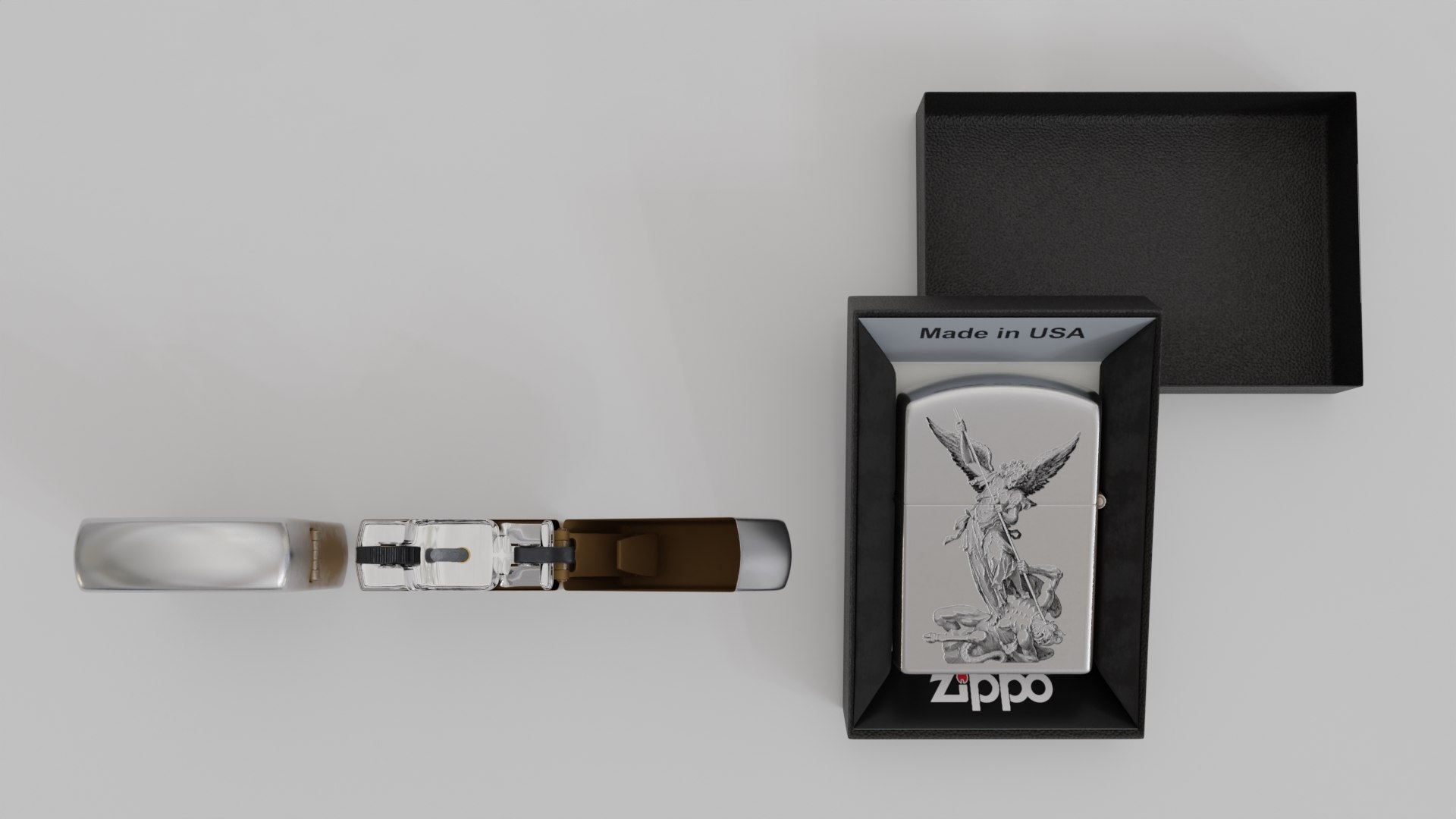 3D Zippo Lighter With Saint Michael Defeating Satan Design Model ...