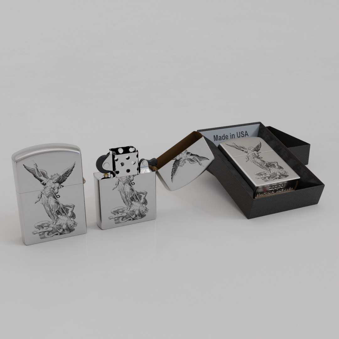 3D Zippo Lighter With Saint Michael Defeating Satan Design Model ...