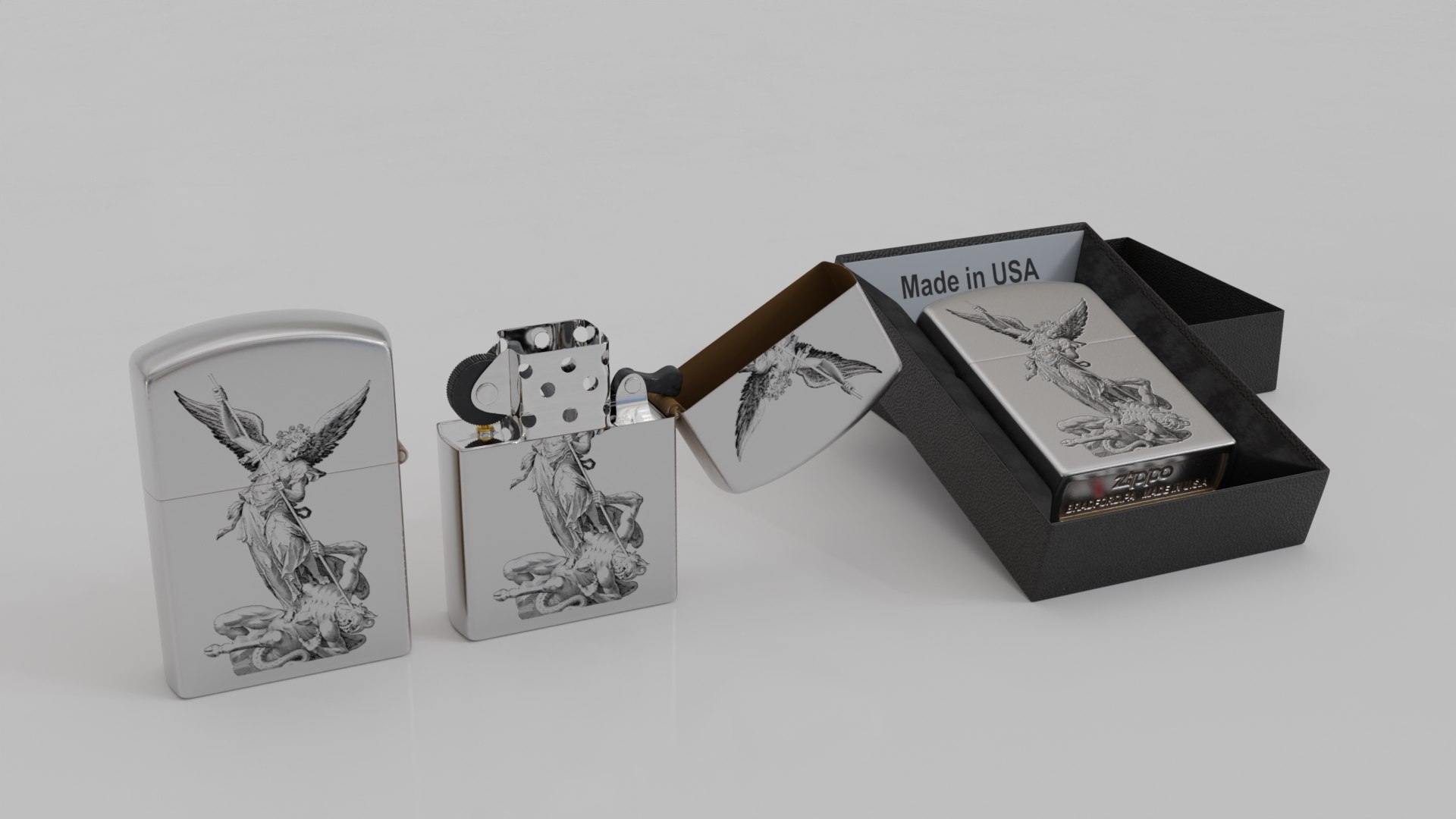 3D Zippo Lighter With Saint Michael Defeating Satan Design Model ...