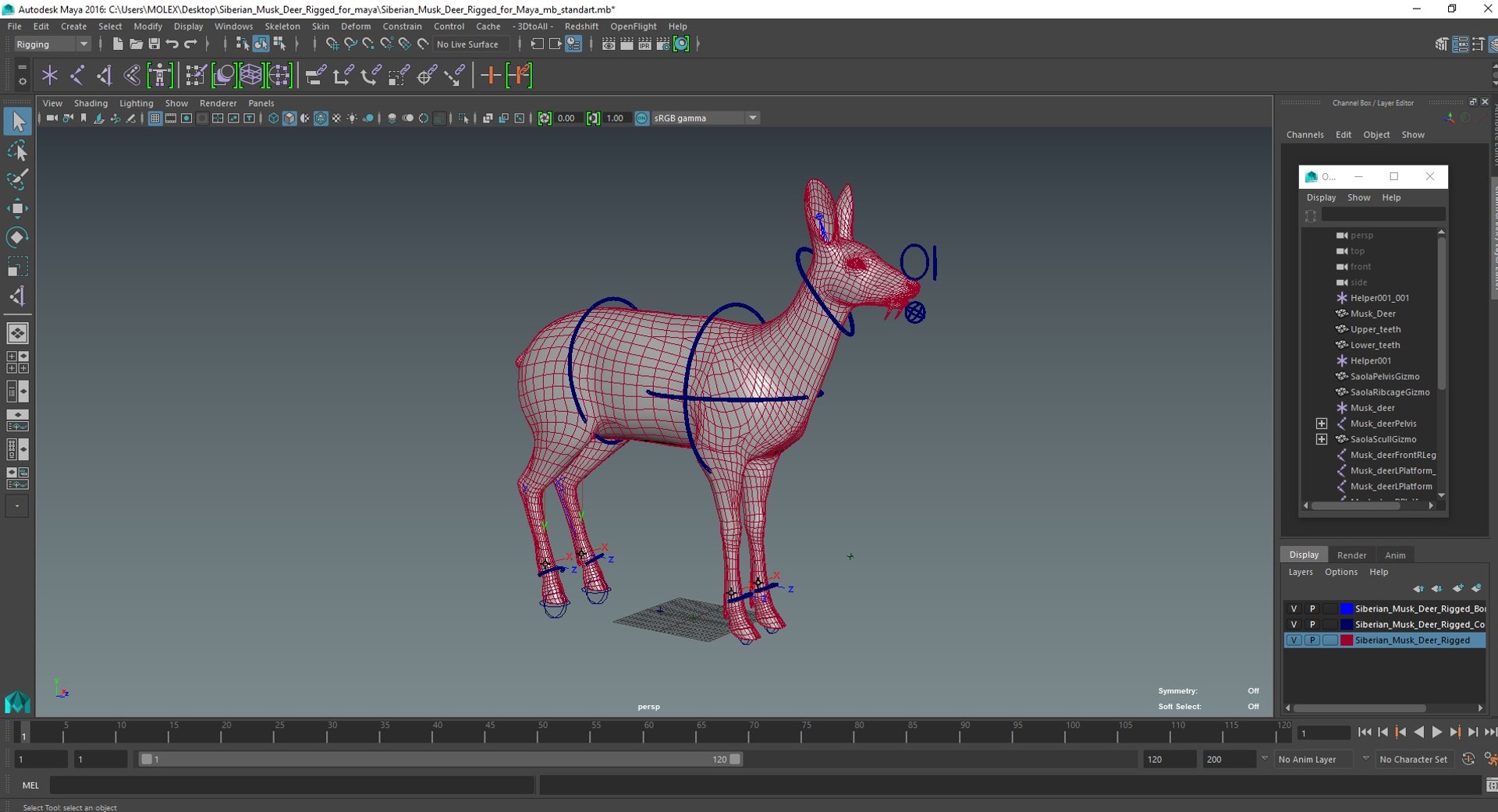 3D Siberian Musk Deer Rigged For Maya Model - TurboSquid 2225106