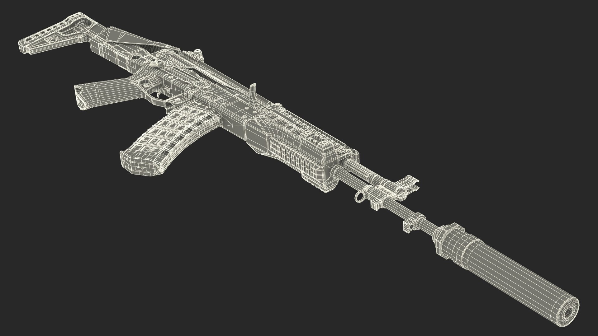 Shabby AK-12 Silenced Assault Weapon 3D Model - TurboSquid 2128847