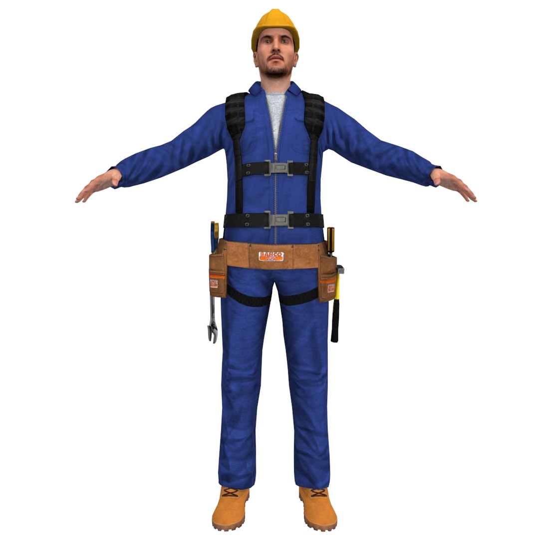 Worker Man 3d Model