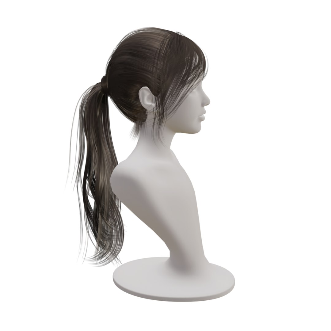 Realistic Woman low ponytail long Hair Style model - TurboSquid 2074016