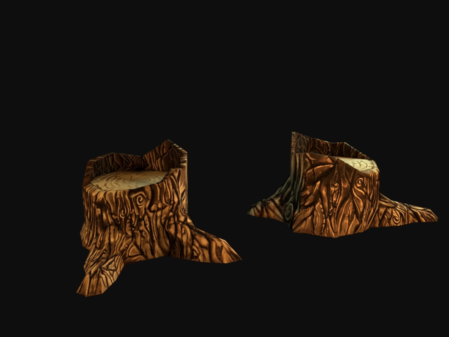 hand painted tree stump 3d model