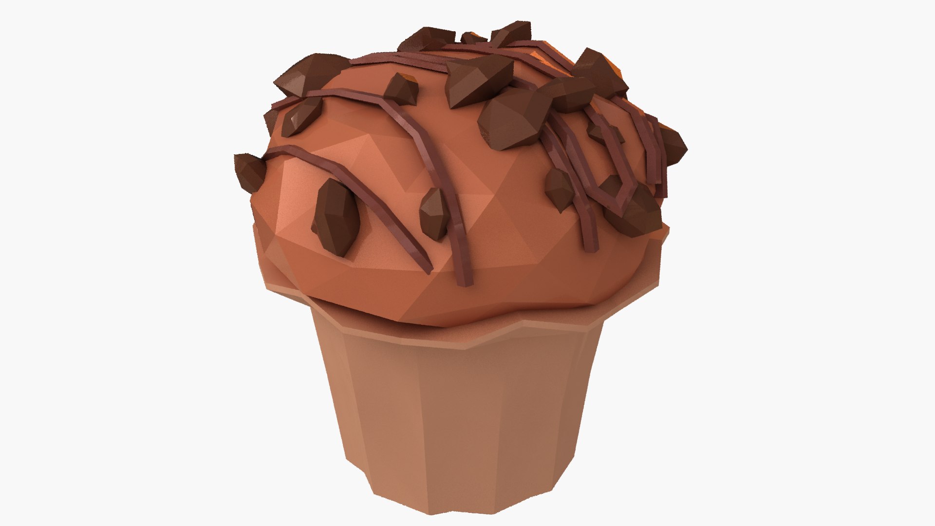 3D low poly cartoon donut 11 Choco Muffin - TurboSquid 2031739