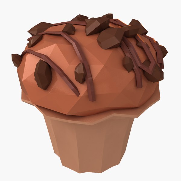 3D low poly cartoon donut 11 Choco Muffin - TurboSquid 2031739