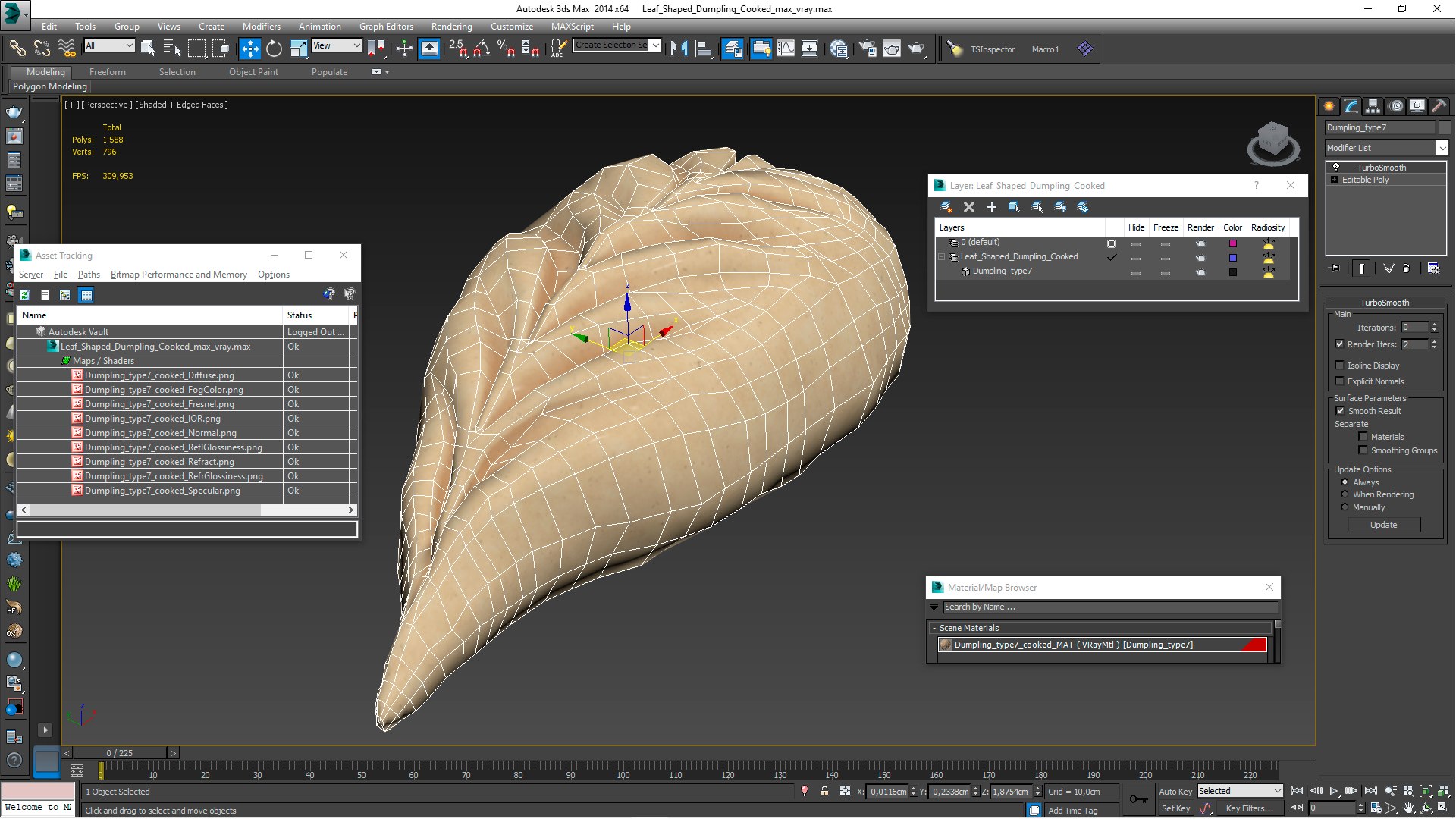 Leaf Shaped Dumpling Cooked 3D Model - TurboSquid 2239821