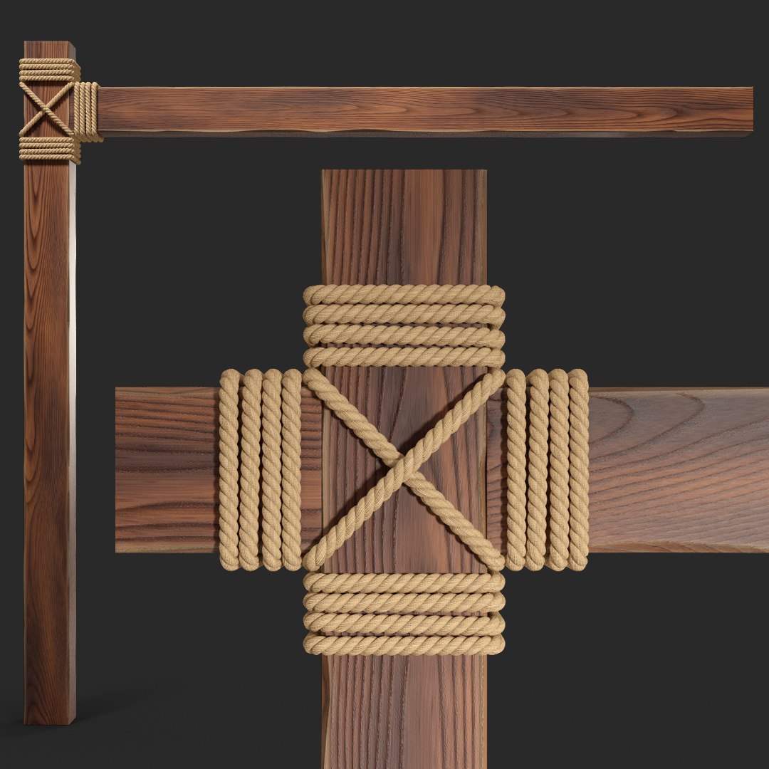 Wooden Beams With Rope 3D Model - TurboSquid 1732227