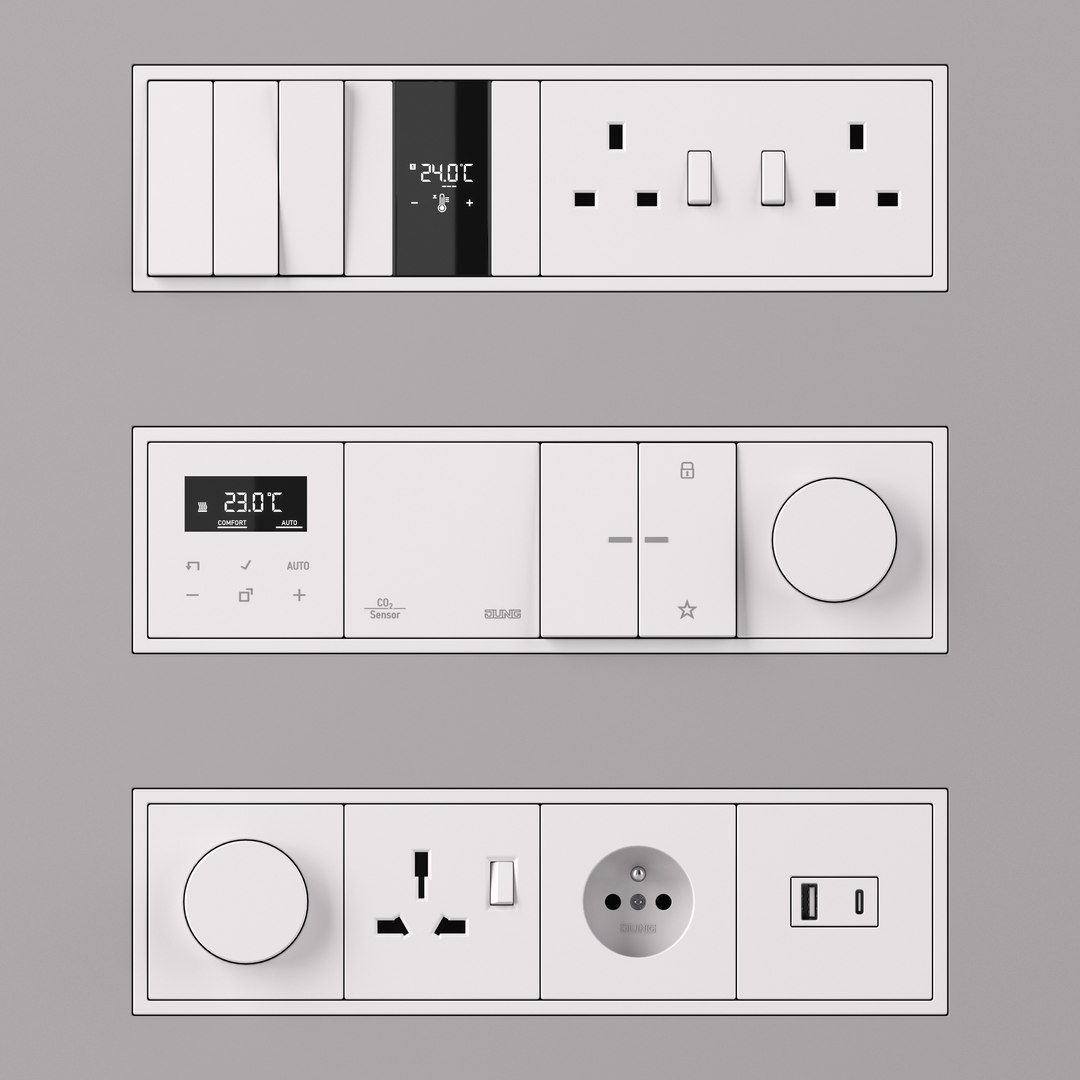 3D JUNG LS ZERO KNX SMART HOME KIT 34 Items Model - TurboSquid 1986748