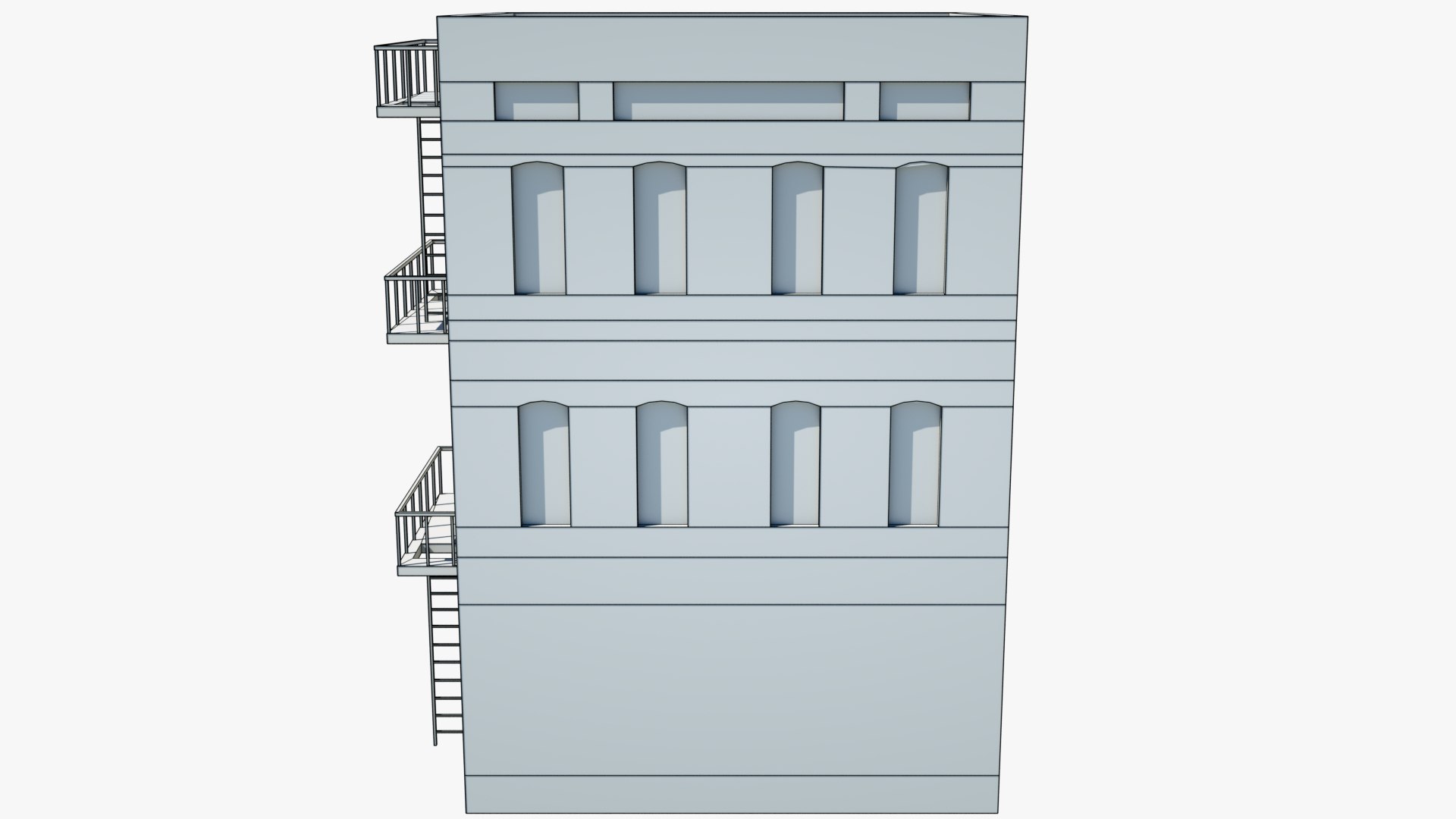 Old Style Residential Building 3d Model