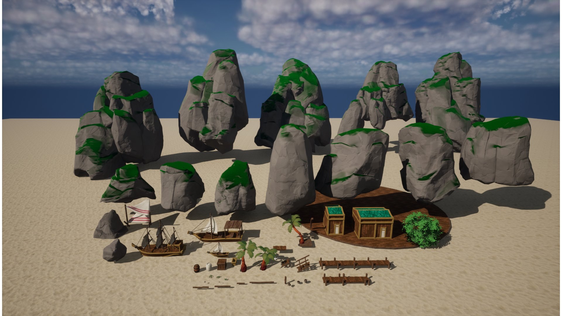 Stylized Beach Environment Unreal Engine 5 3D Model - TurboSquid 2018412