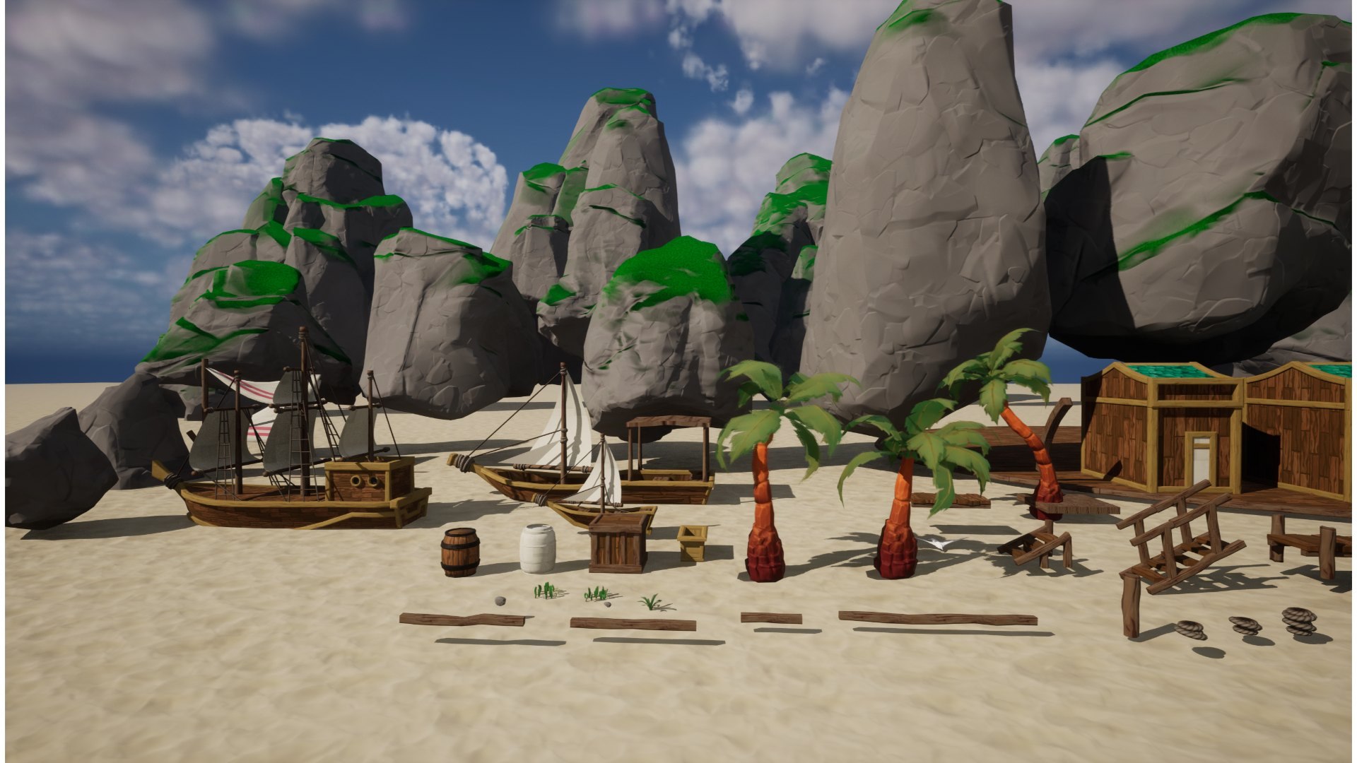 Stylized Beach Environment Unreal Engine 5 3D Model - TurboSquid 2018412