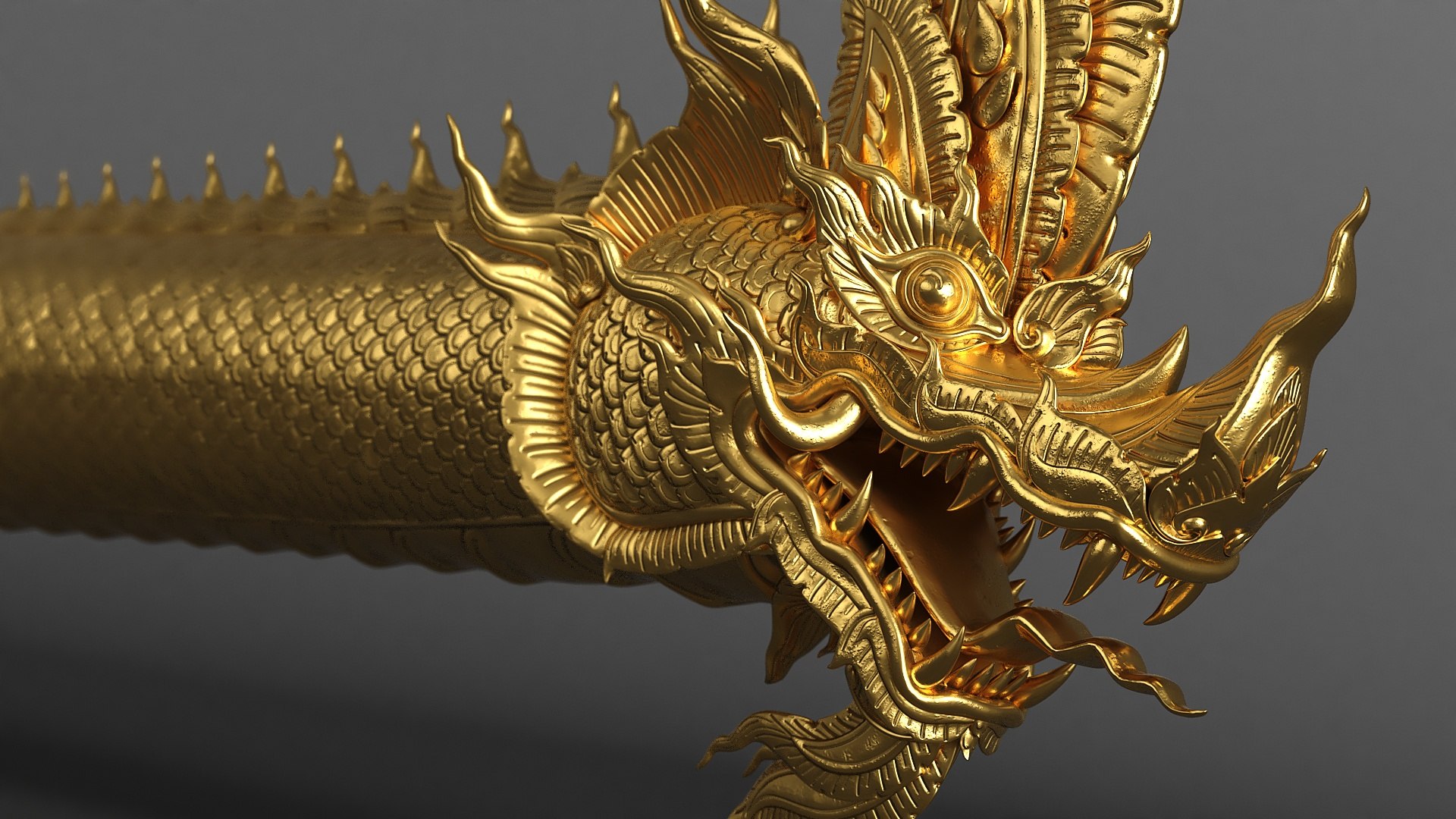 3D Model Naga Dragon Gold - TurboSquid 2307837