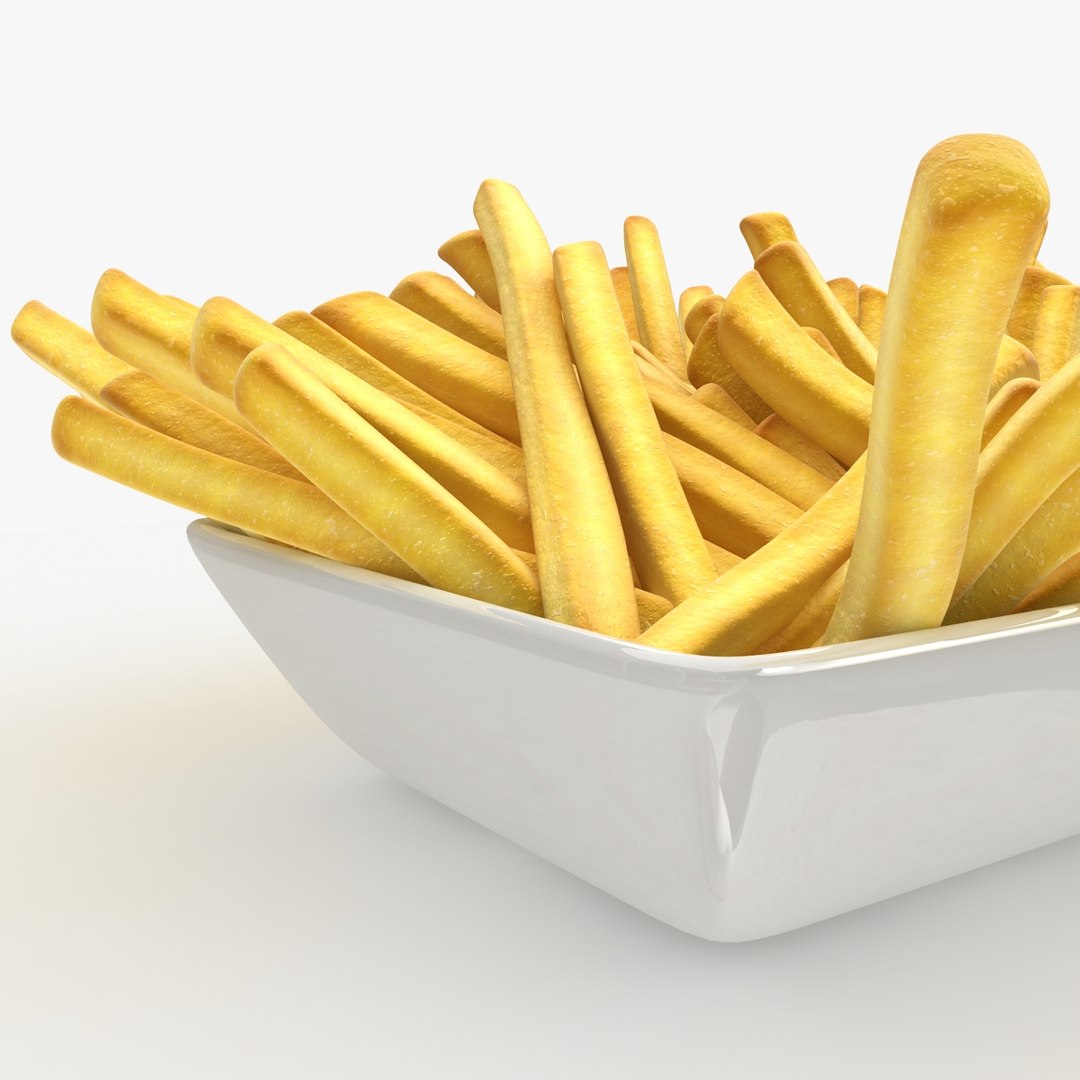 Realistic French Fries Plate 3d Model