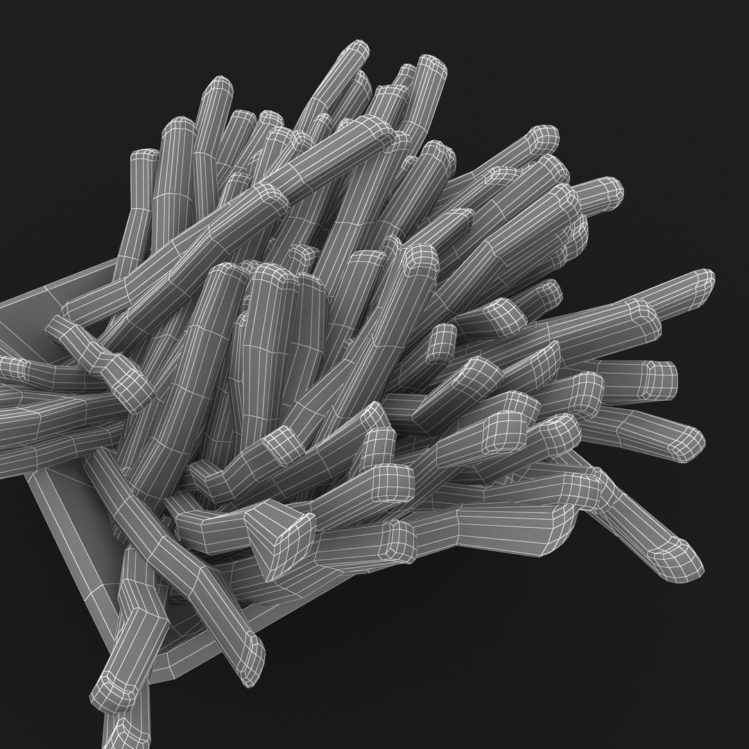 Realistic French Fries Plate 3d Model