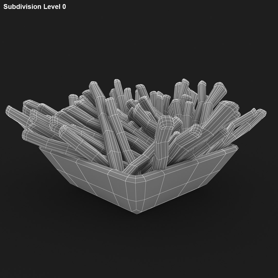 realistic french fries plate 3d model