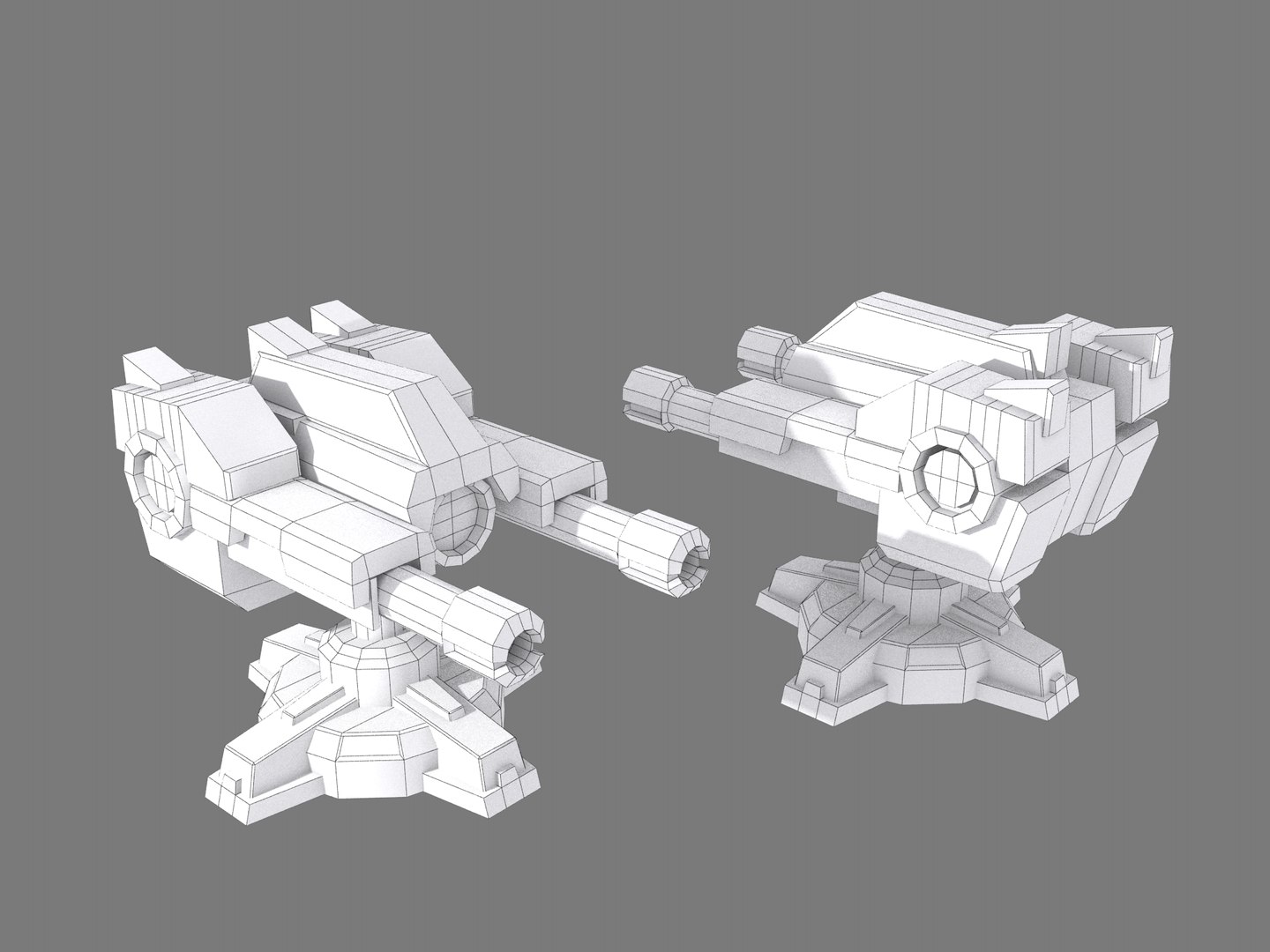 Double Gun Turret Model - TurboSquid 1406333