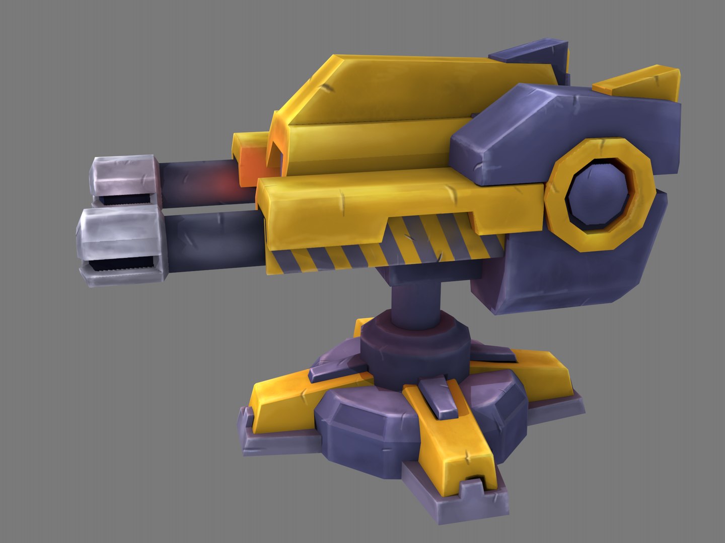 Double Gun Turret Model - TurboSquid 1406333