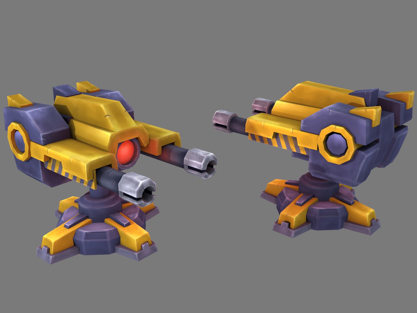Double Gun Turret Model - TurboSquid 1406333