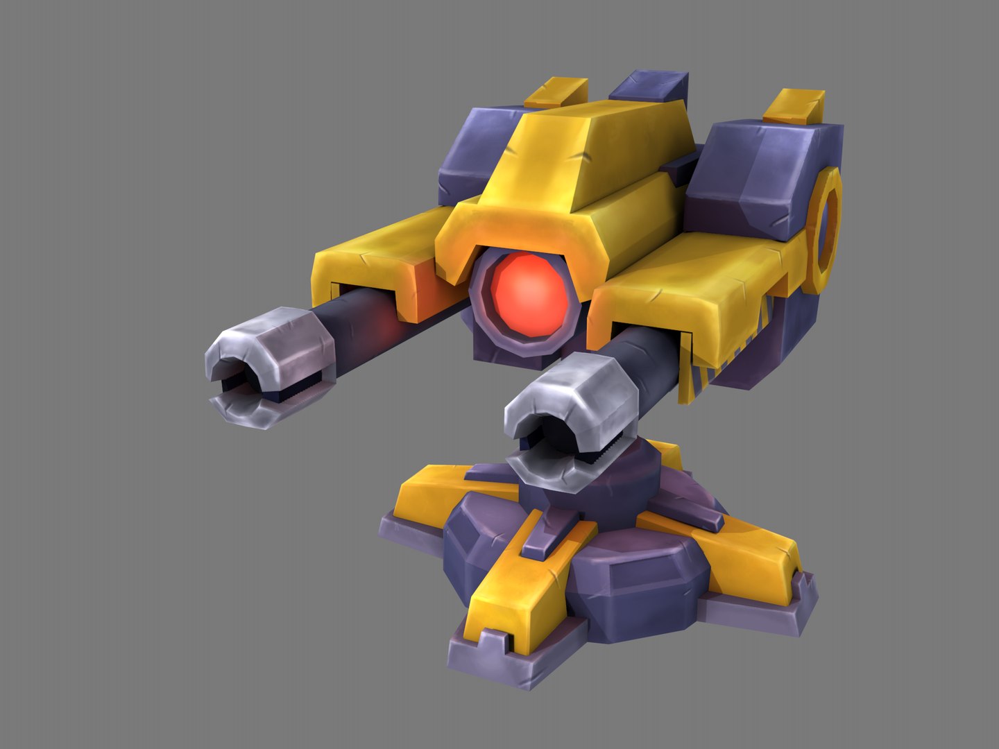 Double Gun Turret Model - TurboSquid 1406333