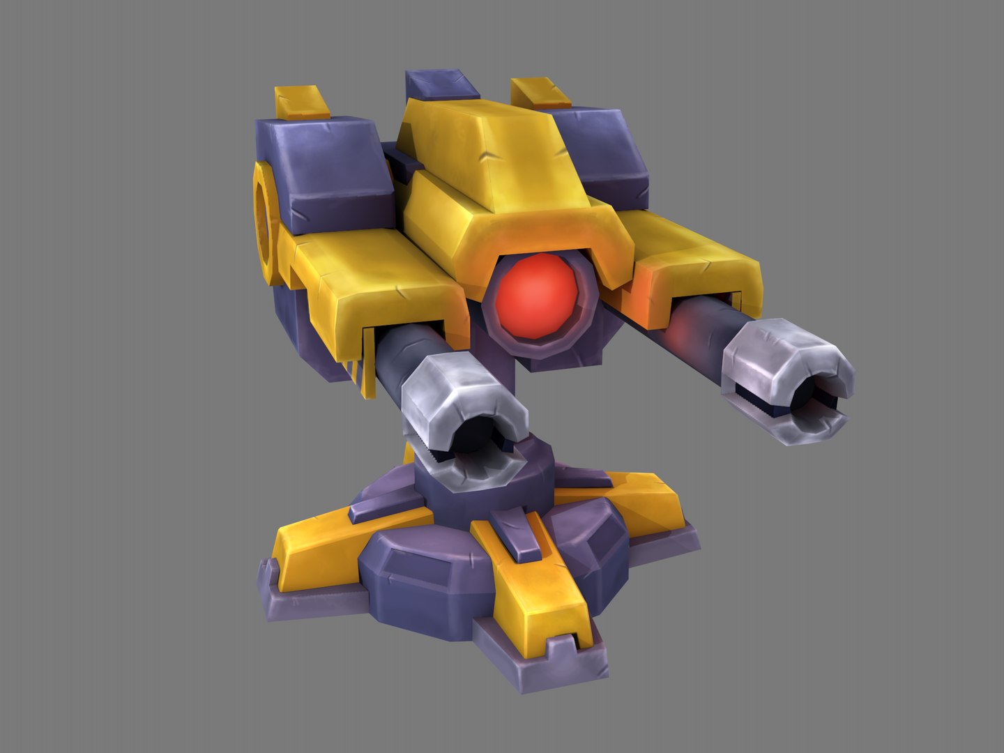 Double Gun Turret Model - TurboSquid 1406333