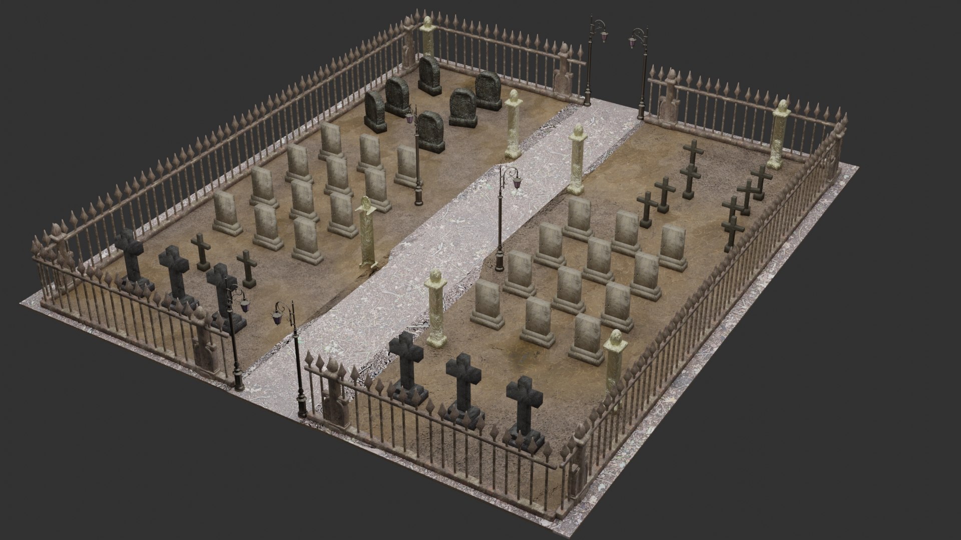3D Graveyard-Cemetery model - TurboSquid 1738980