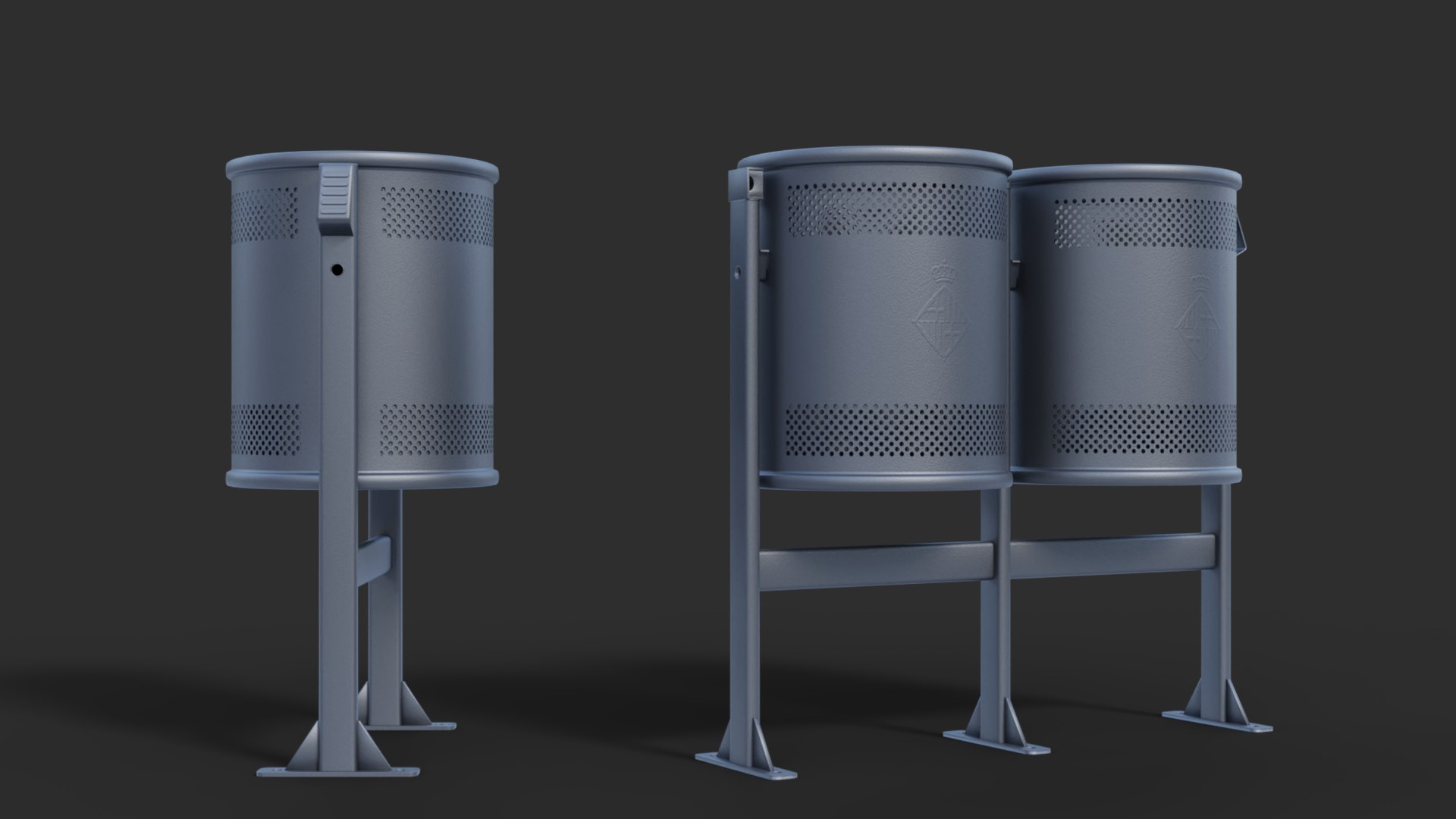 3D Low Poly Trash Bin Barcelona Model - TurboSquid 2117993