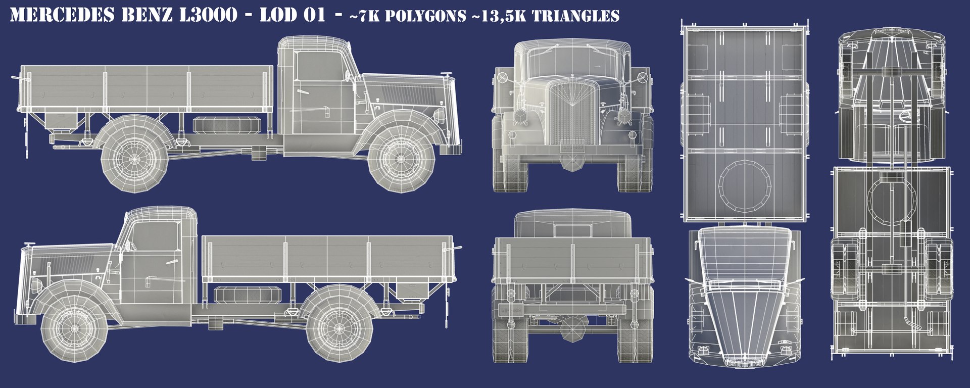 3D Benz War 2 Truck Model - TurboSquid 1708417