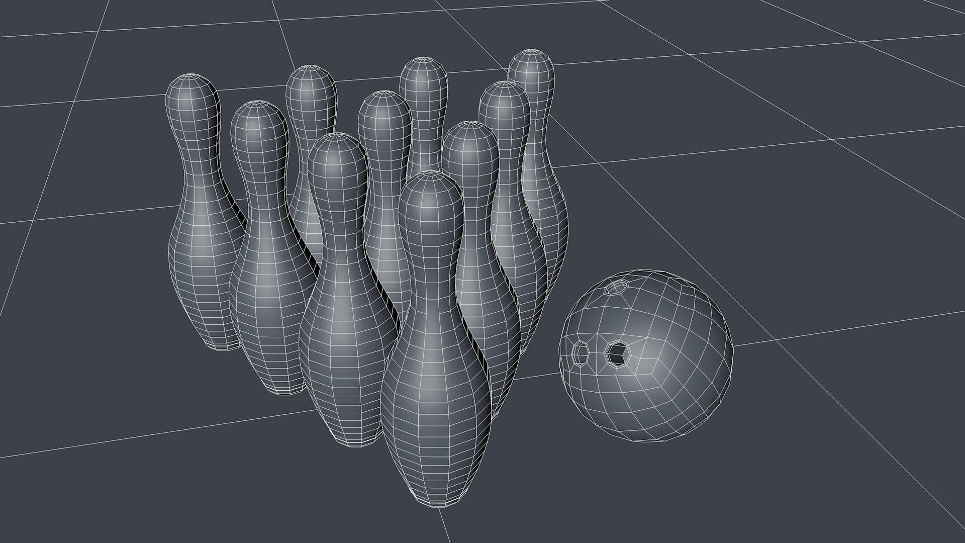 3d Bowling Pins Ball Model