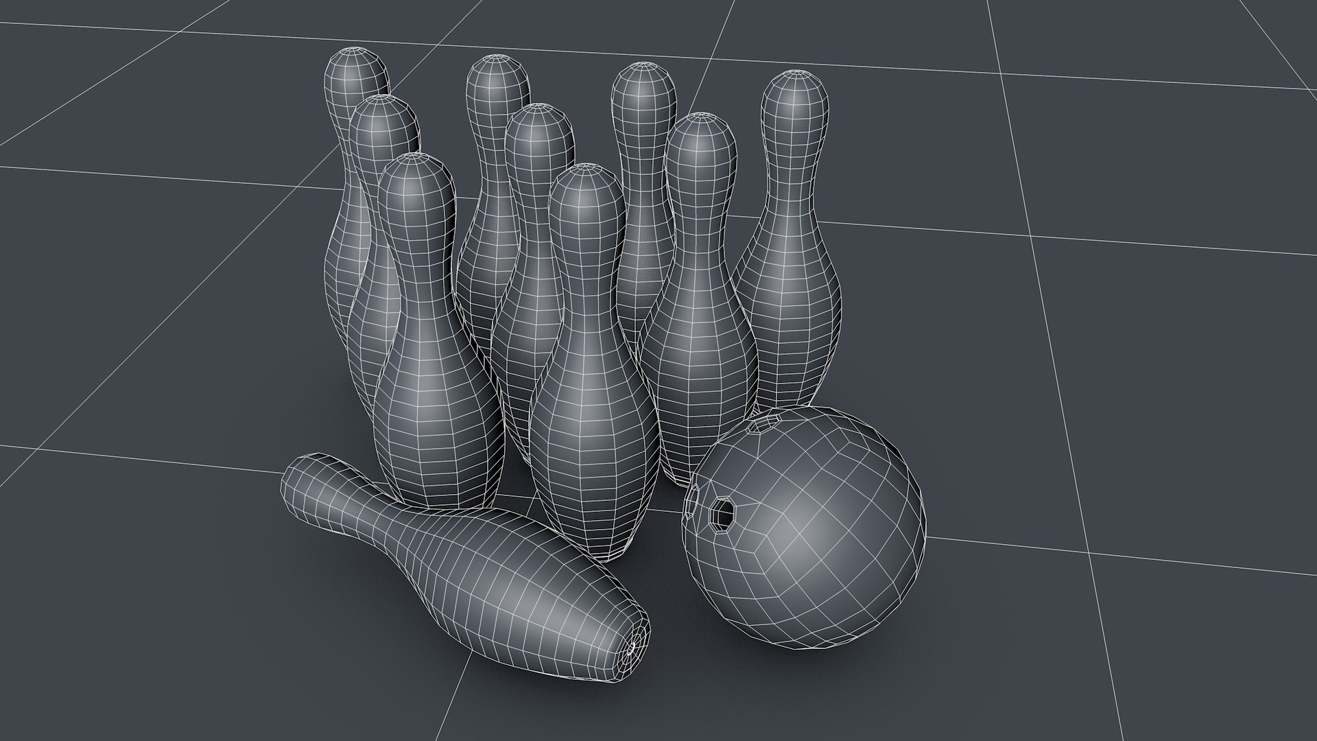 3d Bowling Pins Ball Model