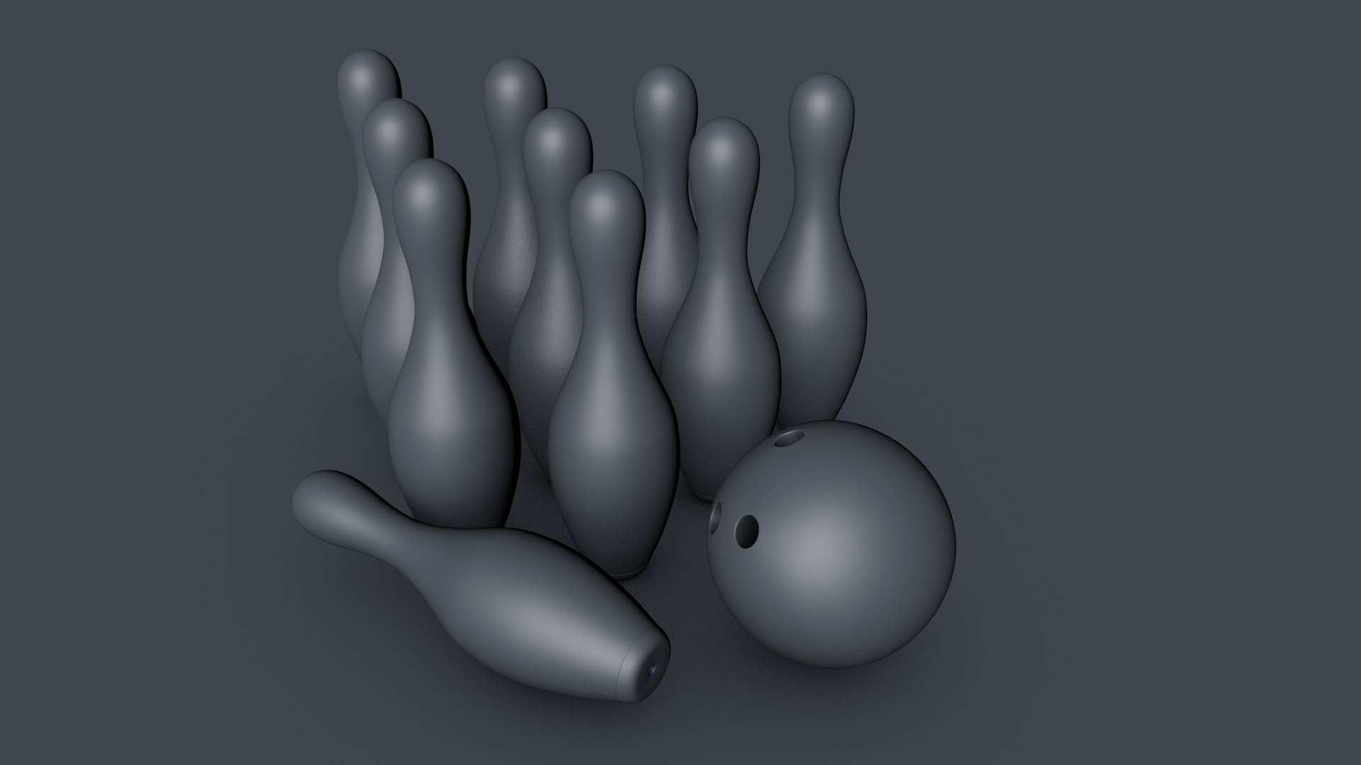 3d Bowling Pins Ball Model