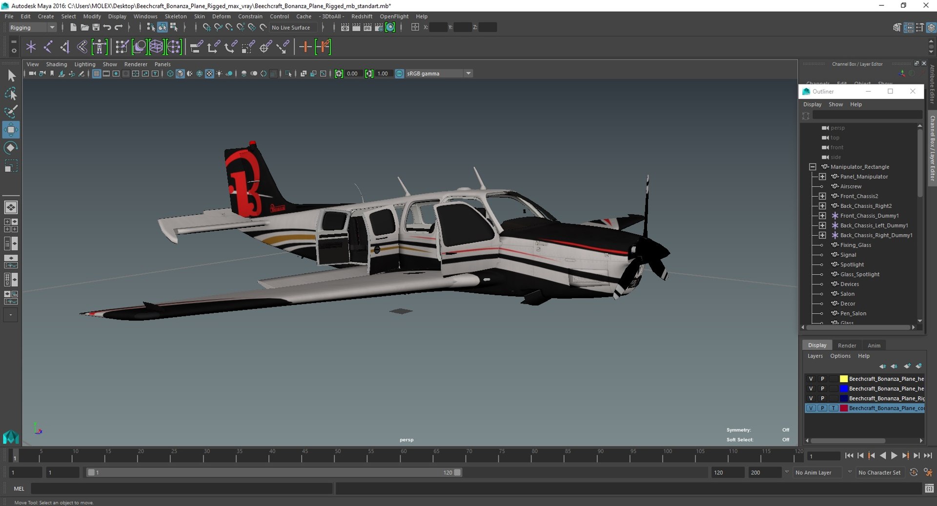 Beechcraft Bonanza Plane Rigged For Maya 3D Model - TurboSquid 2214163