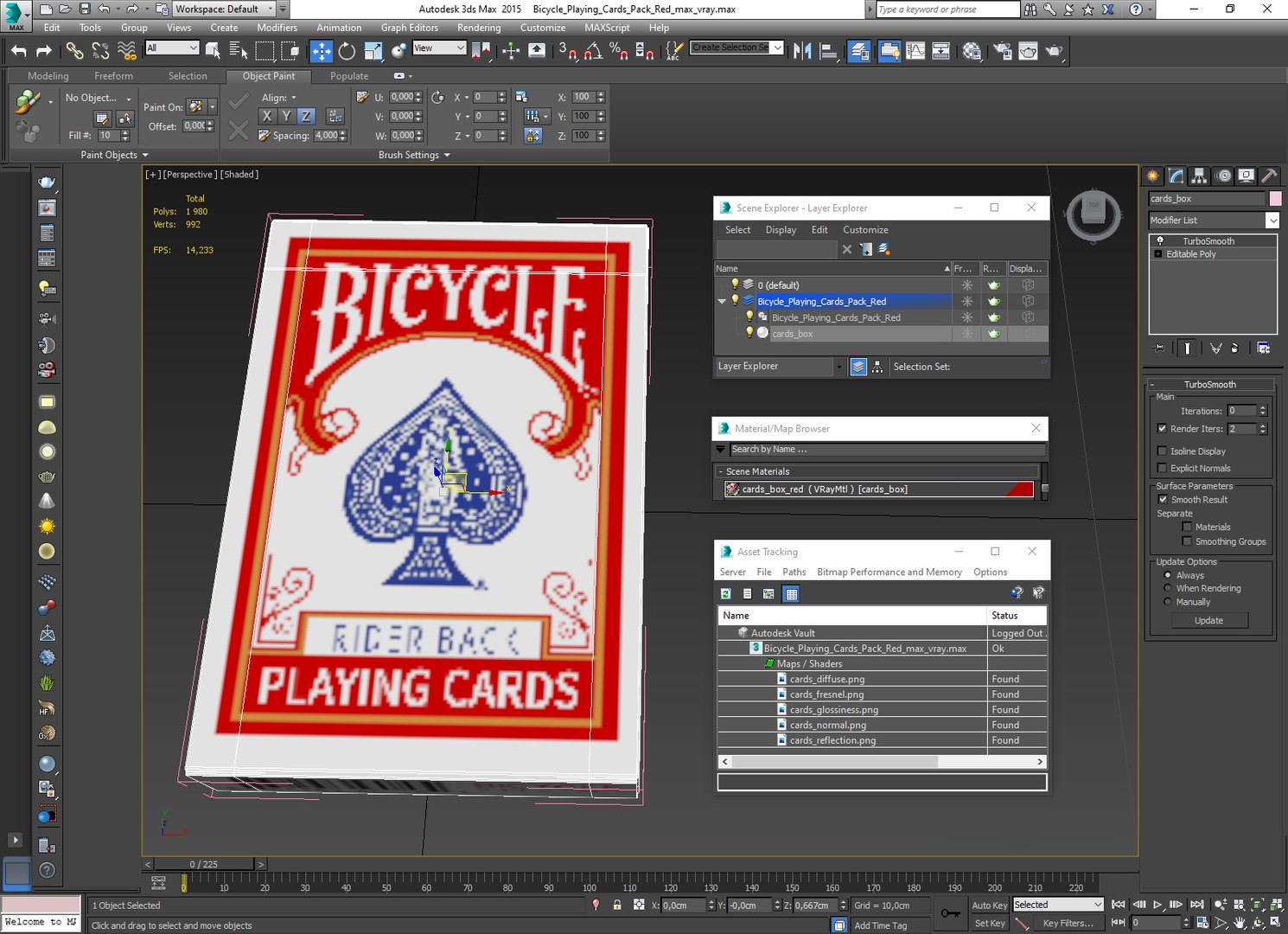3D Model Bicycle Playing Cards Pack Red - TurboSquid 1948568