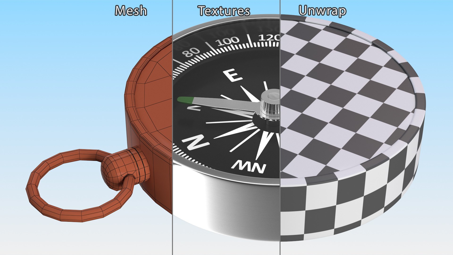 3D Compass in Steel Case - TurboSquid 2004697