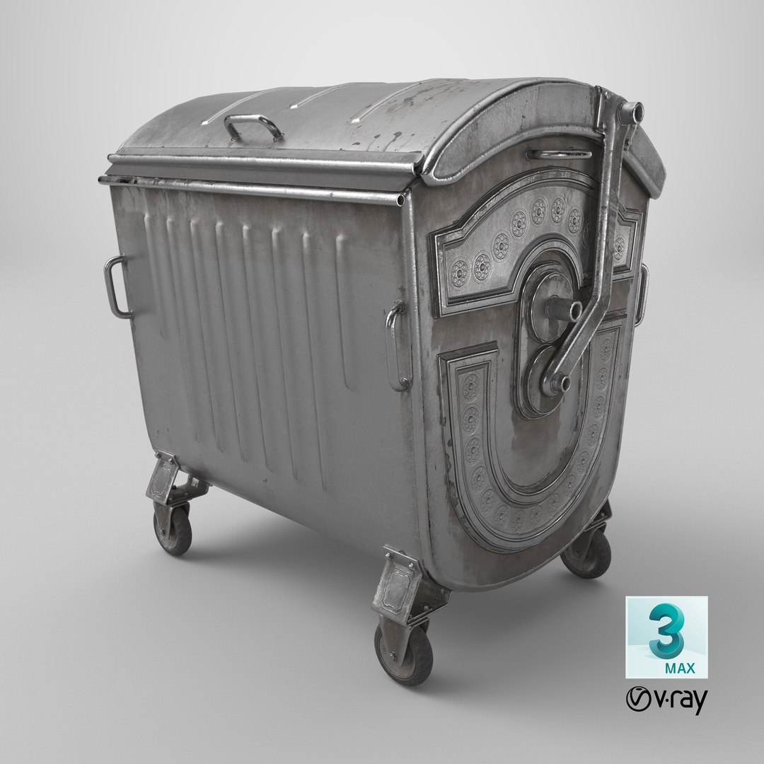 3D Metal Garbage Container Steel Worn - PBR Model - TurboSquid 2164346