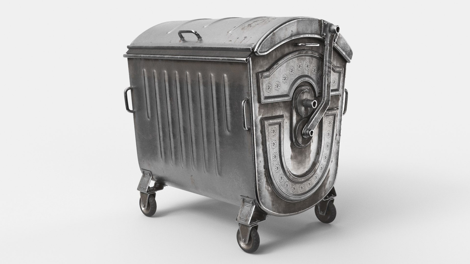 3D Metal Garbage Container Steel Worn - PBR model - TurboSquid 2164346