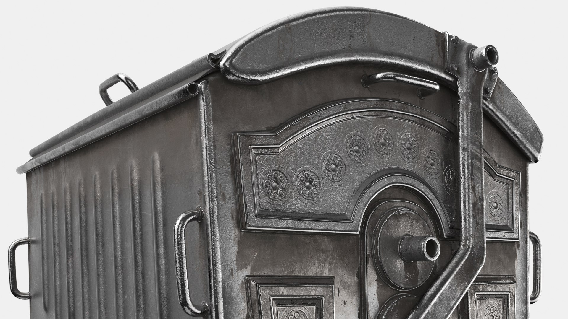 3D Metal Garbage Container Steel Worn - PBR model - TurboSquid 2164346