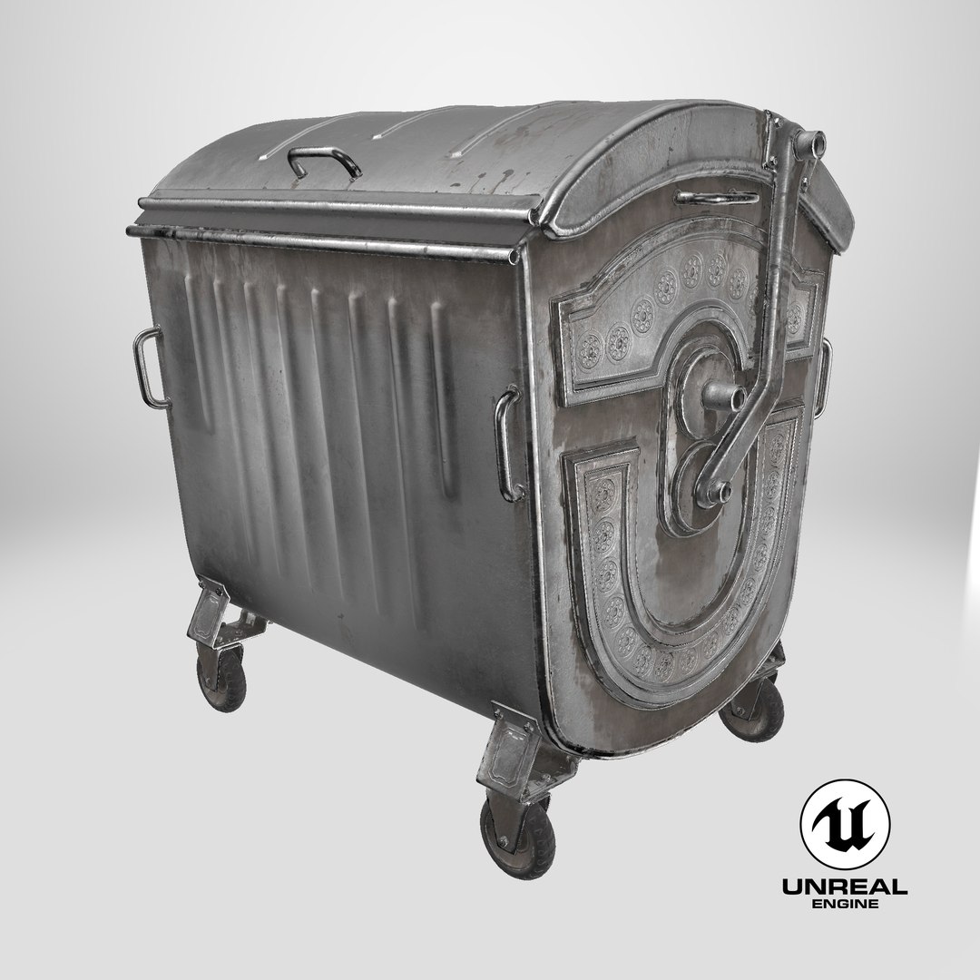 3D Metal Garbage Container Steel Worn - PBR Model - TurboSquid 2164346