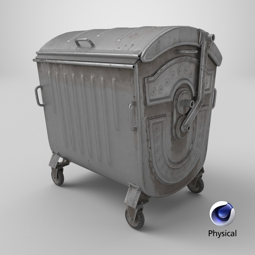 3D Metal Garbage Container Steel Worn - PBR Model - TurboSquid 2164346