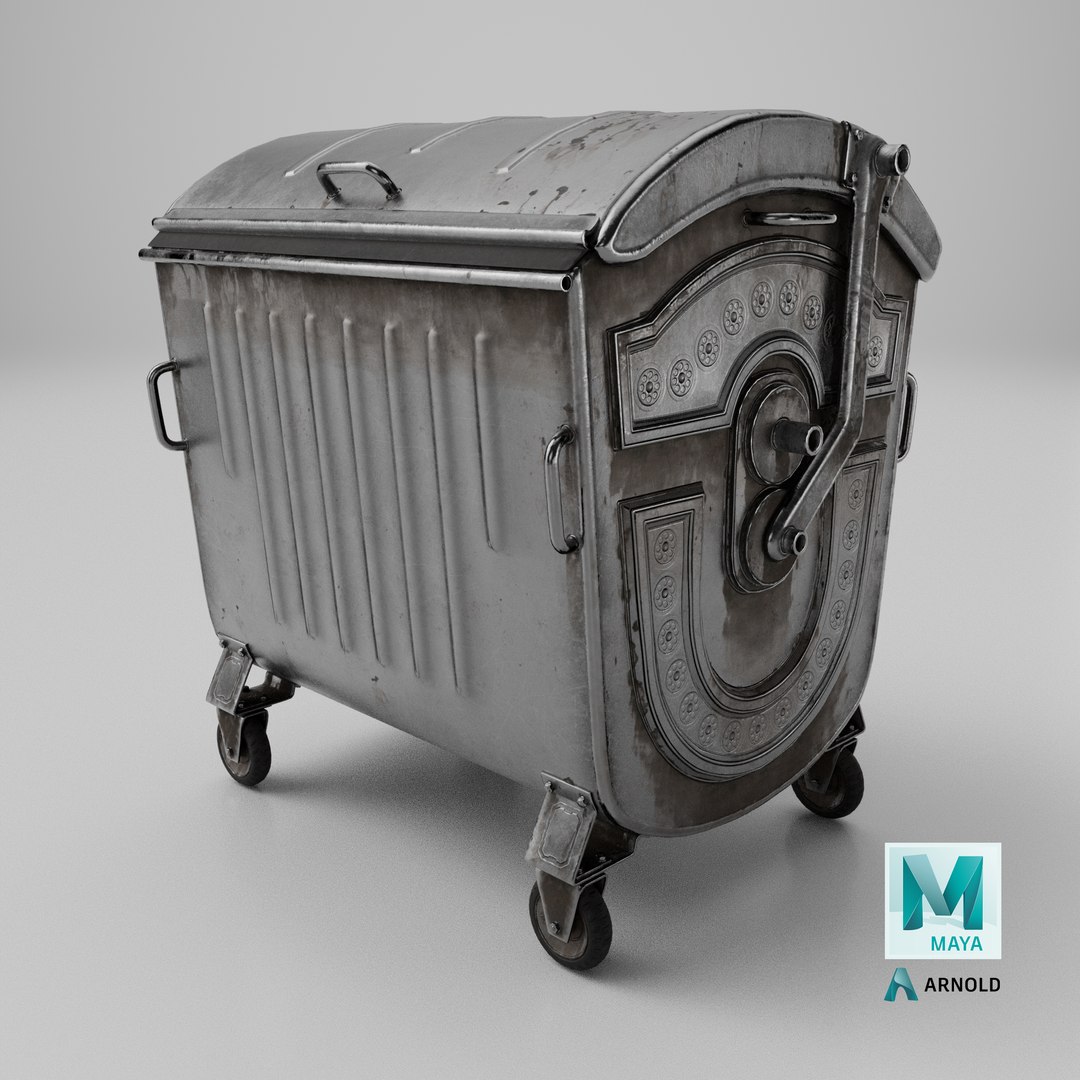 3D Metal Garbage Container Steel Worn - PBR Model - TurboSquid 2164346