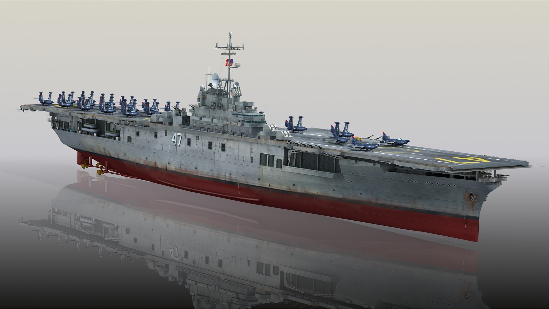 3D USS Philippine Sea CV-47 Essex-class aircraft carriers model ...