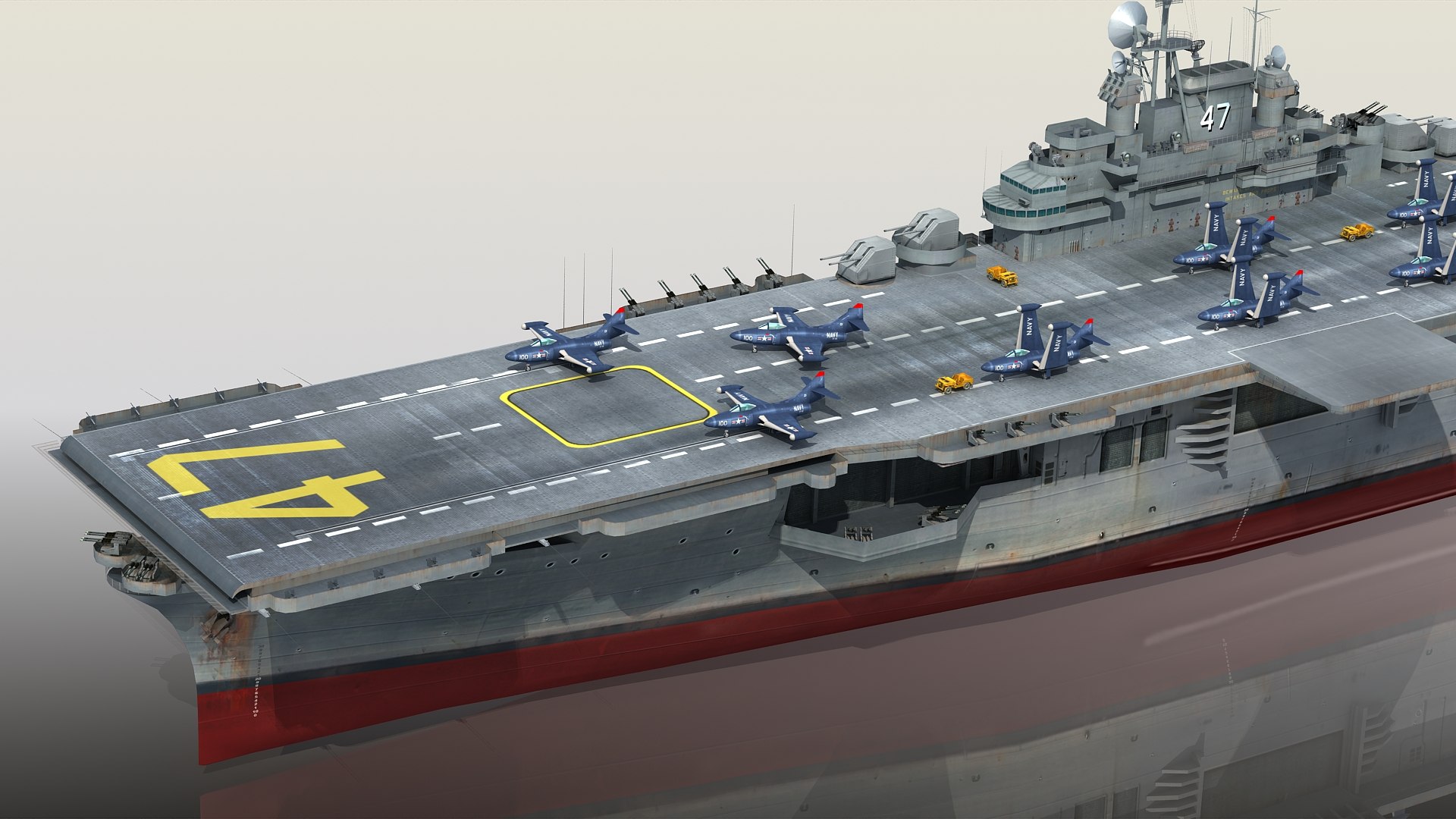 3D USS Philippine Sea CV-47 Essex-class aircraft carriers model ...