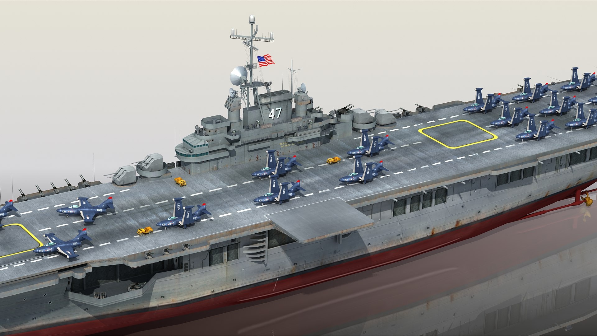 3D USS Philippine Sea CV-47 Essex-class aircraft carriers model ...