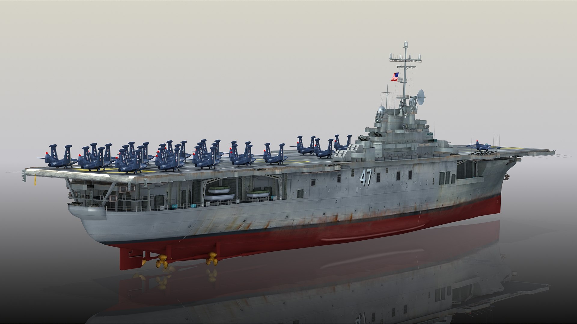 3D USS Philippine Sea CV-47 Essex-class aircraft carriers model ...