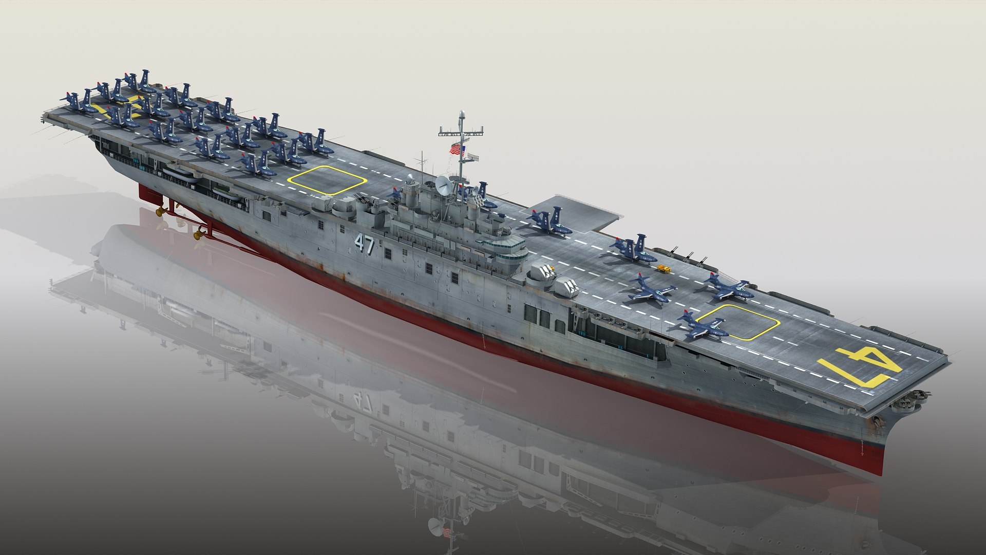 3D USS Philippine Sea CV-47 Essex-class aircraft carriers model ...