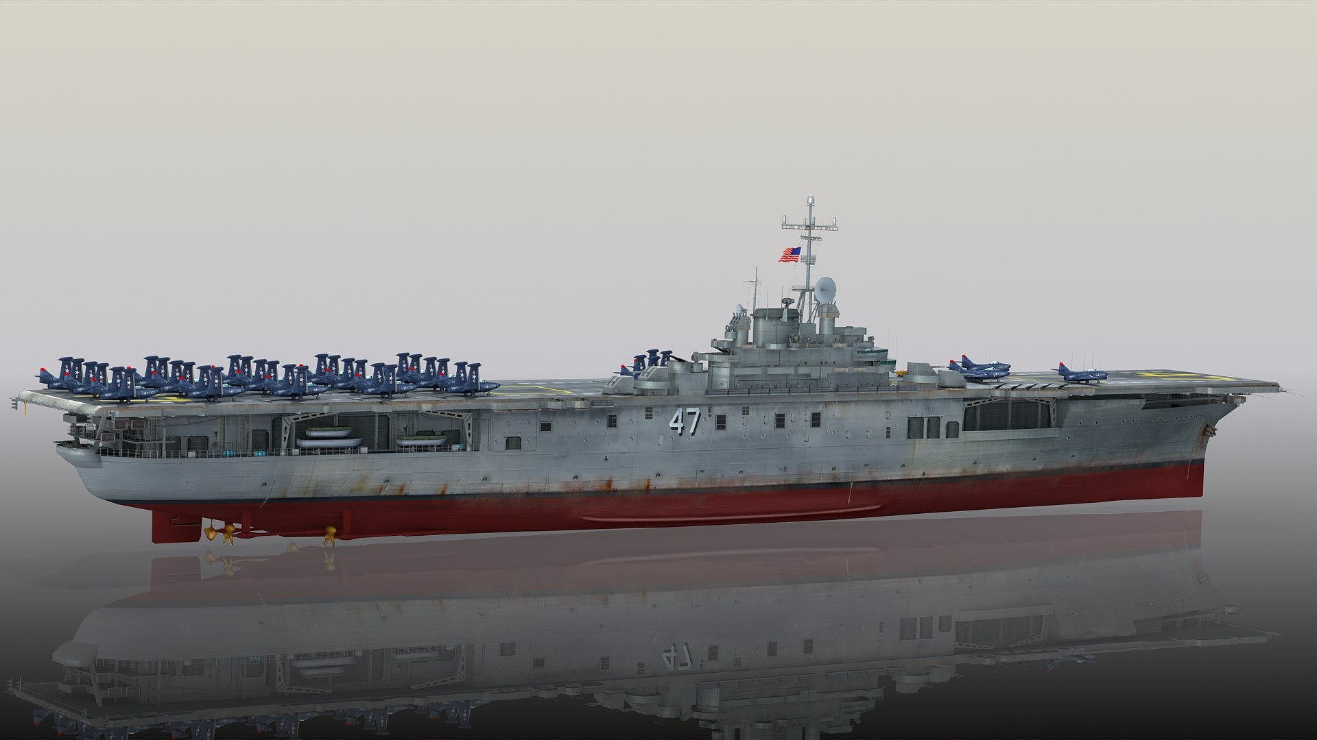 3D USS Philippine Sea CV-47 Essex-class aircraft carriers model ...