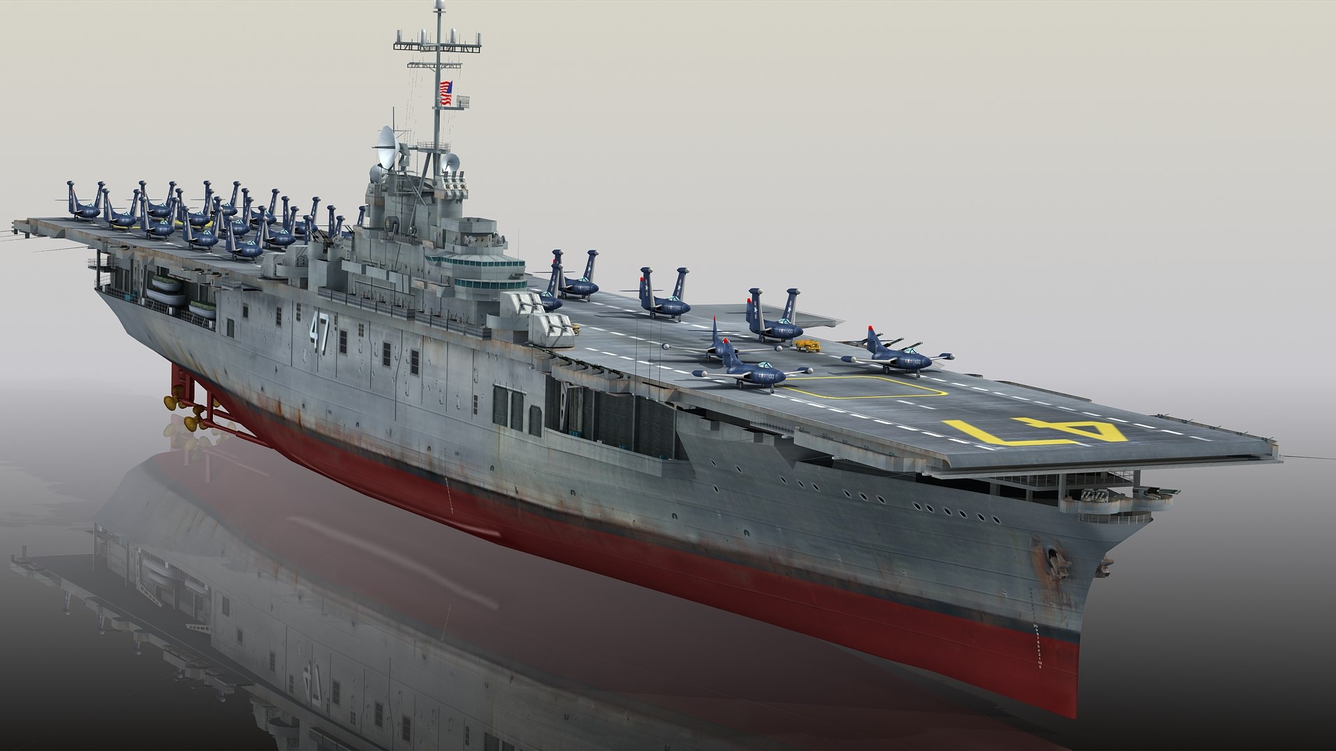 3D USS Philippine Sea CV-47 Essex-class aircraft carriers model ...